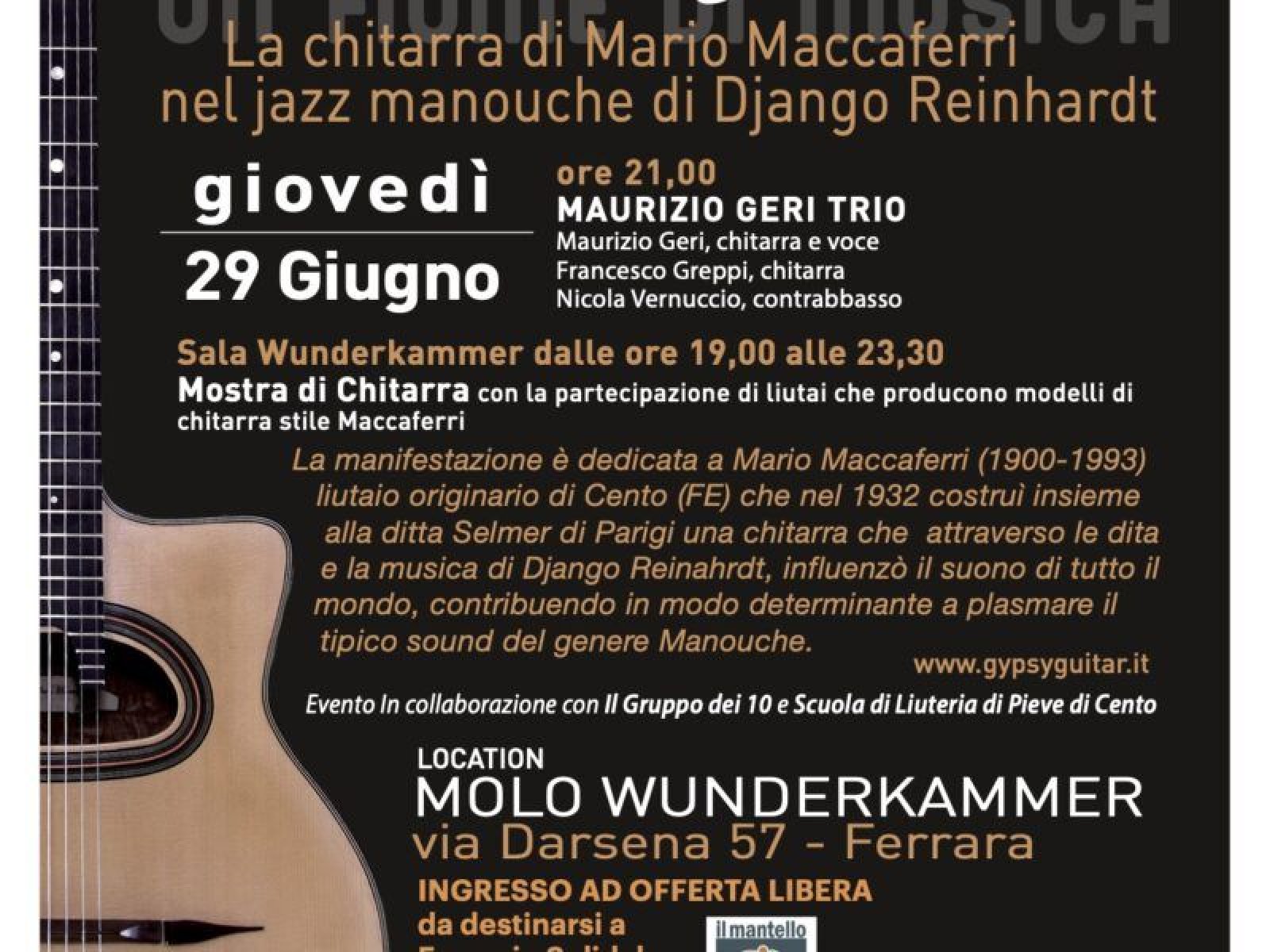 UN FIUME DI MUSICA 2023 – “GIPSY GUITAR”: MAURIZIO GERI TRIO - InFerrara