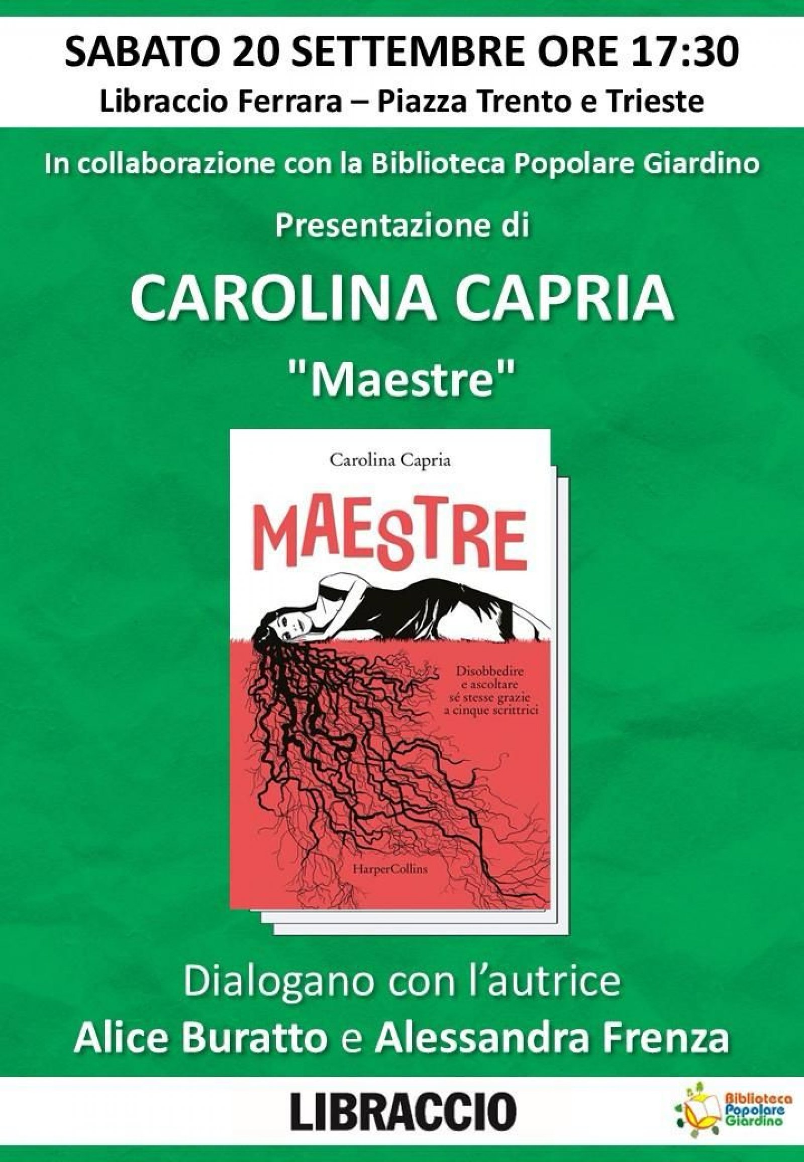 Carolina Capria presenta “Maestre” presso la Libreria “ Libraccio ...